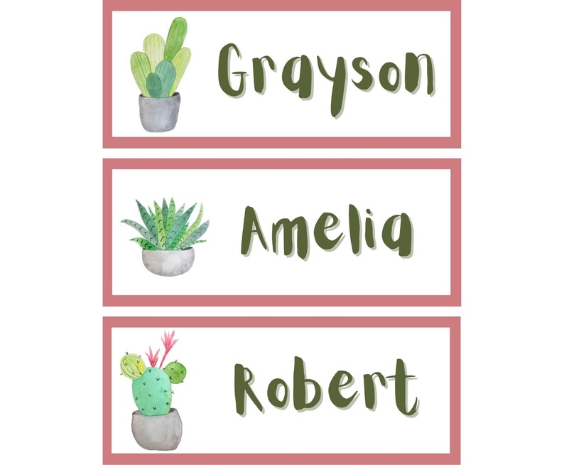 Editable Watercolor Cactus Name Plates | Classroom Supplies Labels ...