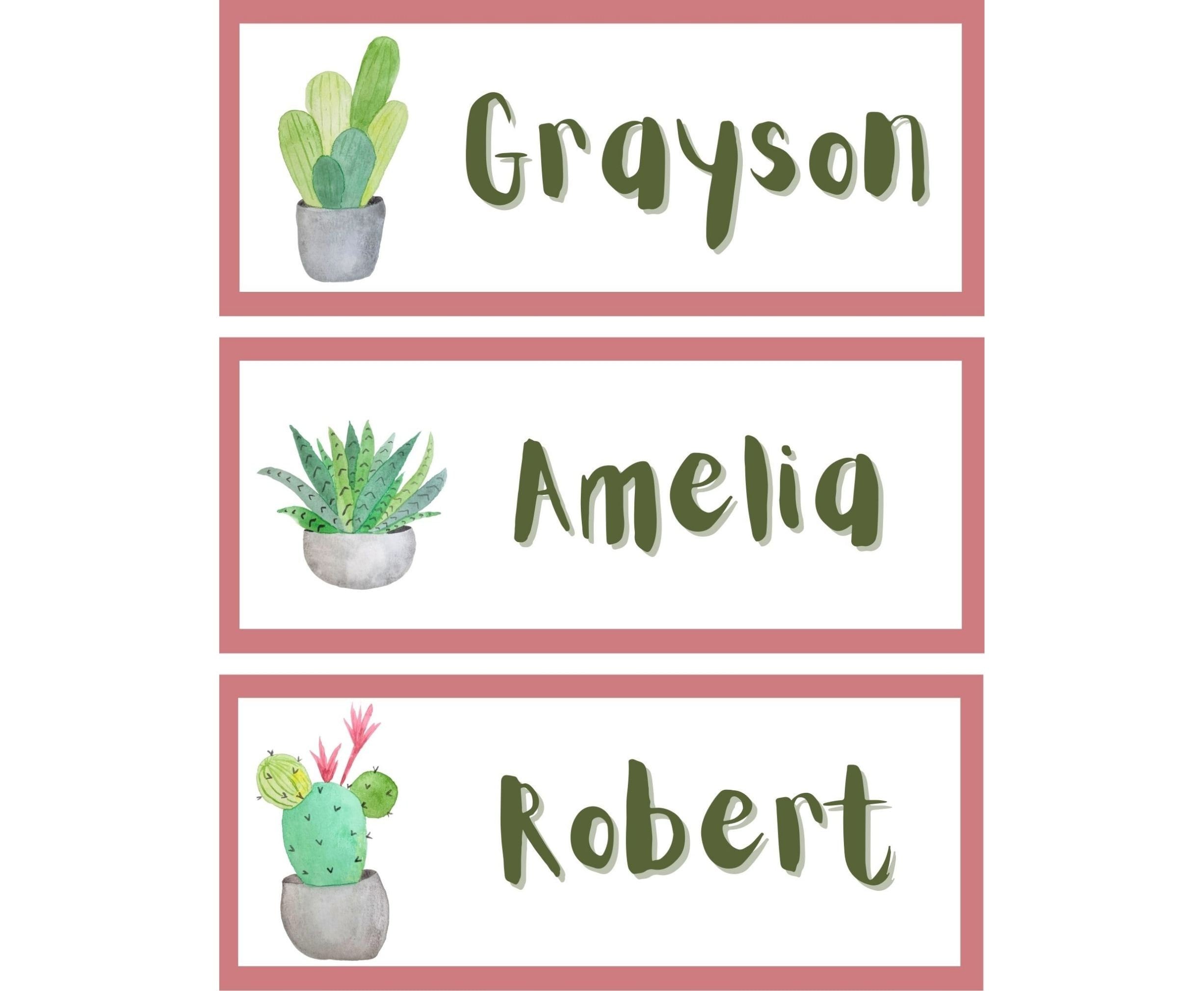 Editable Watercolor Cactus Name Plates | Classroom Supplies Labels ...