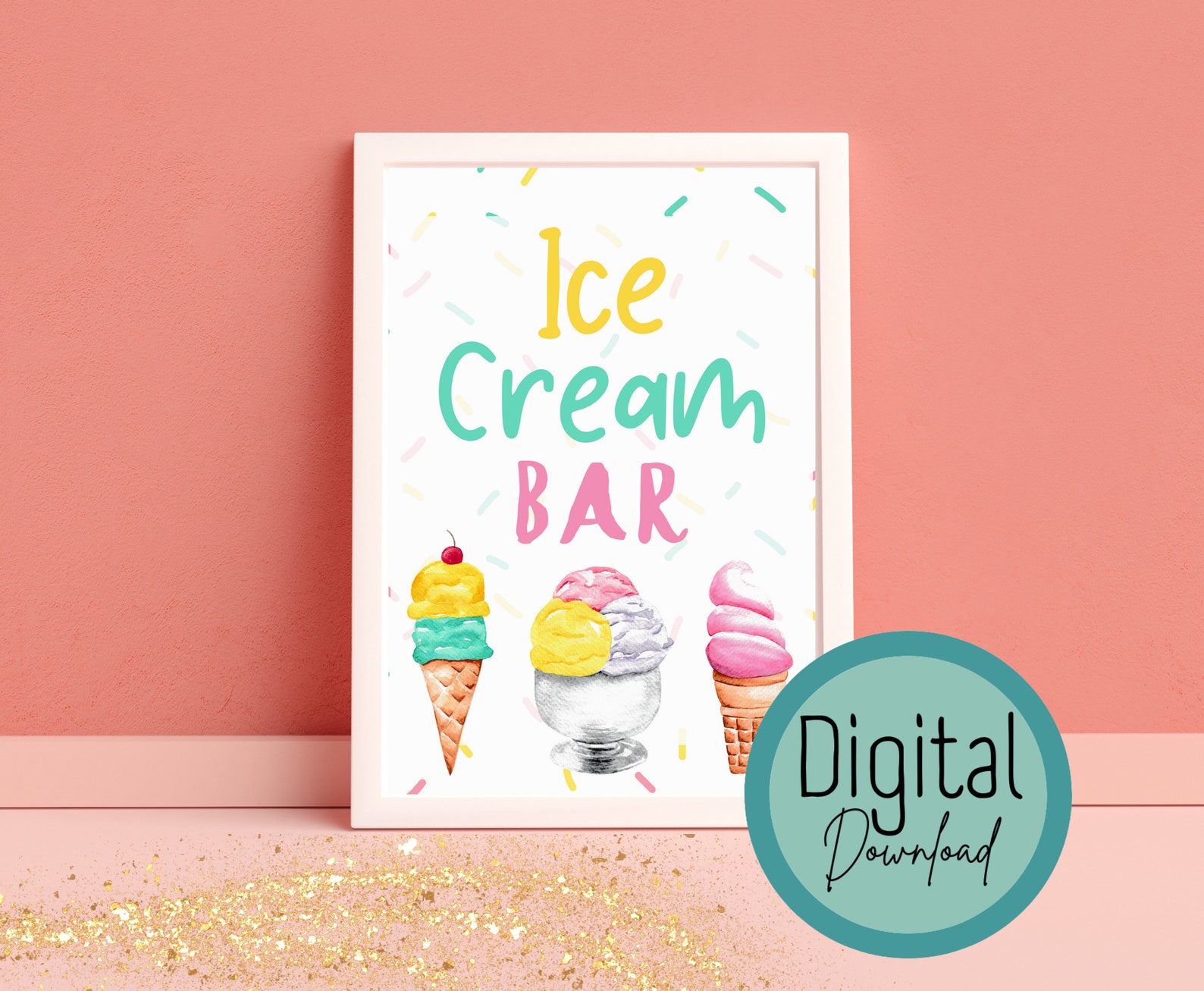 Printable Ice Cream Bar Signs | Printable Ice Cream Party Decorations ...