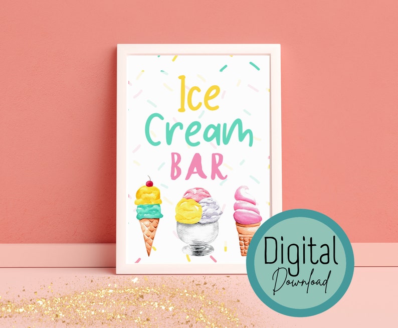 Watercolor Ice Cream Bar Signs: Party Decorations (digital Download) - Etsy