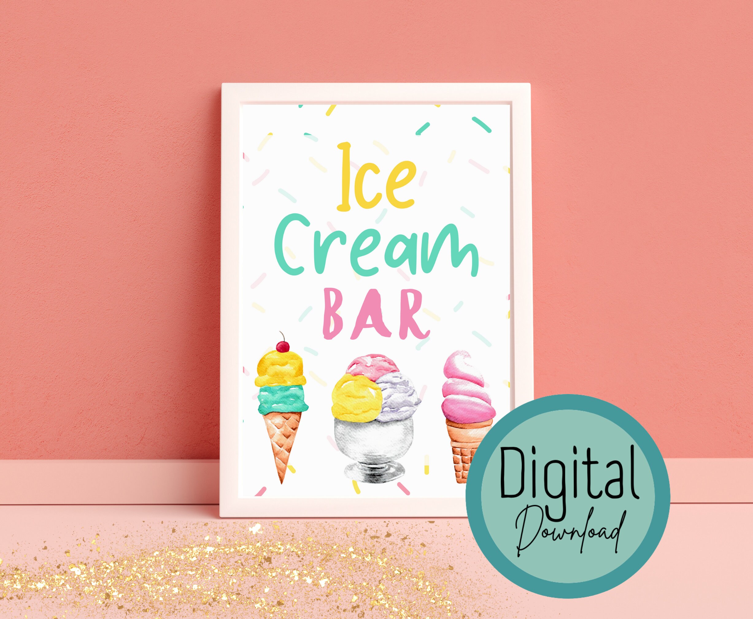 Printable Ice Cream Bar Signs | Printable Ice Cream Party Decorations ...