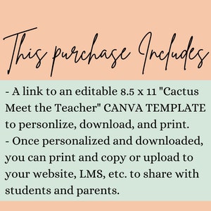 Watercolor Cactus Theme "meet the Teacher" Template | Customize ...