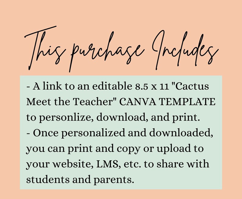 Watercolor Cactus Theme "meet the Teacher" Template | Customize ...