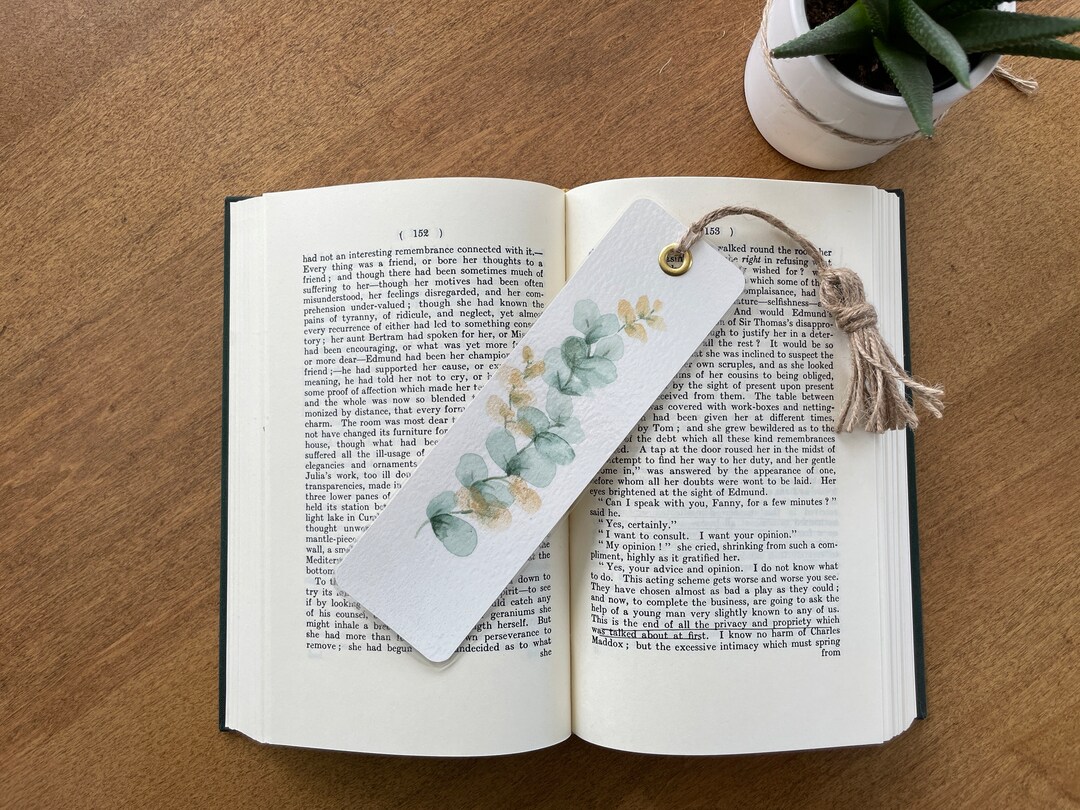 Hand Painted Eucalyptus Bookmark Watercolor Botanical Bookmark Green ...