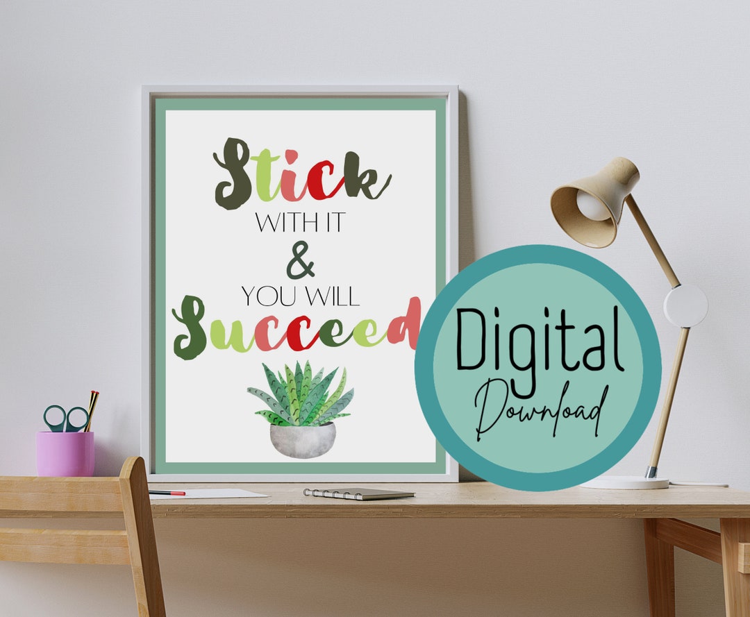 Instant Download Inspirational School Wall Decor | Watercolor Cactus ...
