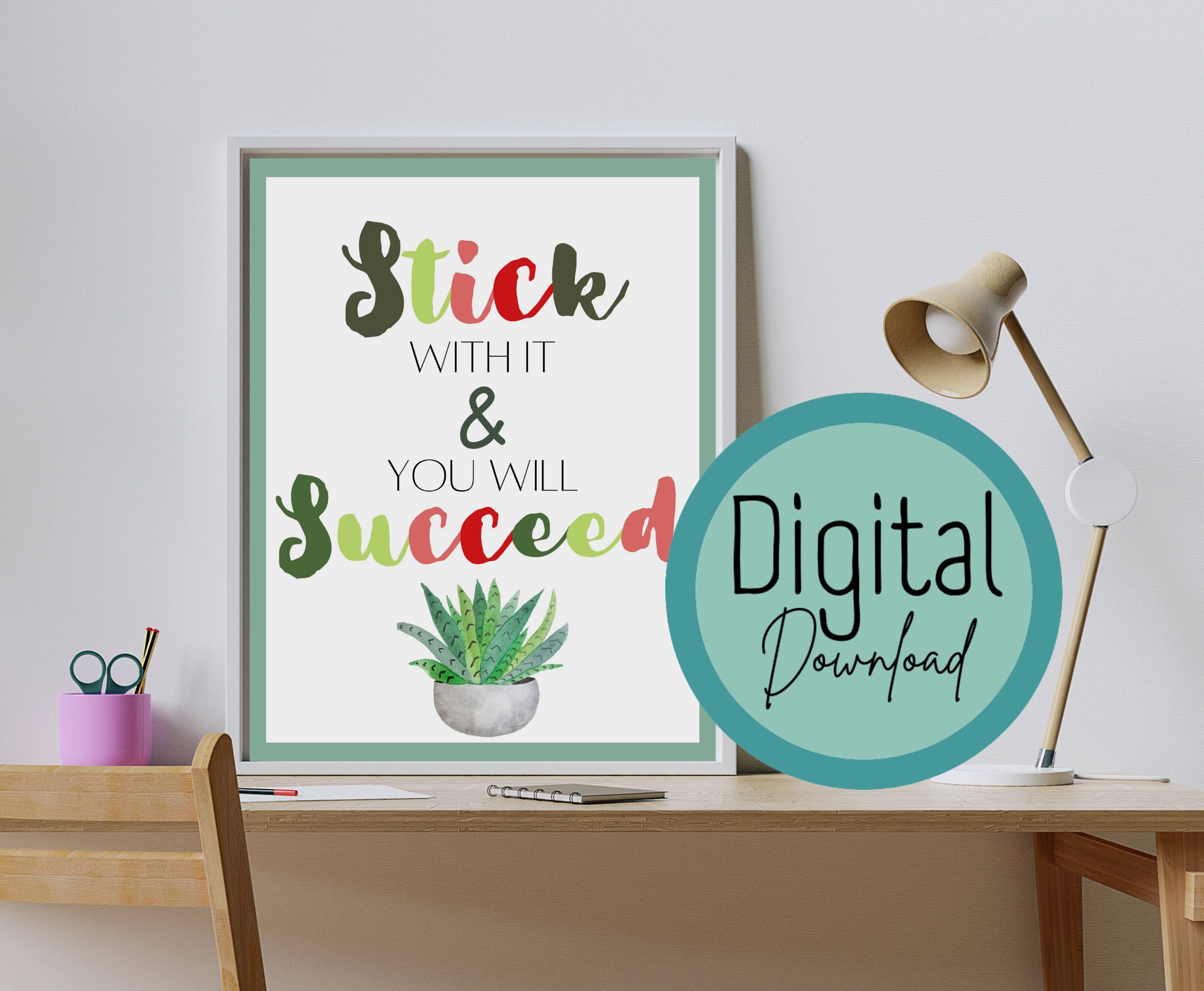 Instant Download Inspirational School Wall Decor | Watercolor Cactus ...