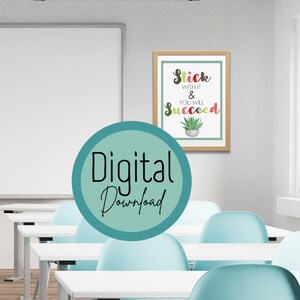 Instant Download Inspirational School Wall Decor | Watercolor Cactus ...