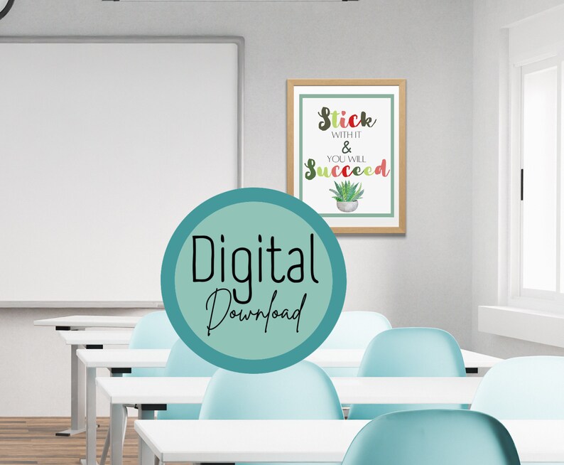 Instant Download Inspirational School Wall Decor | Watercolor Cactus ...