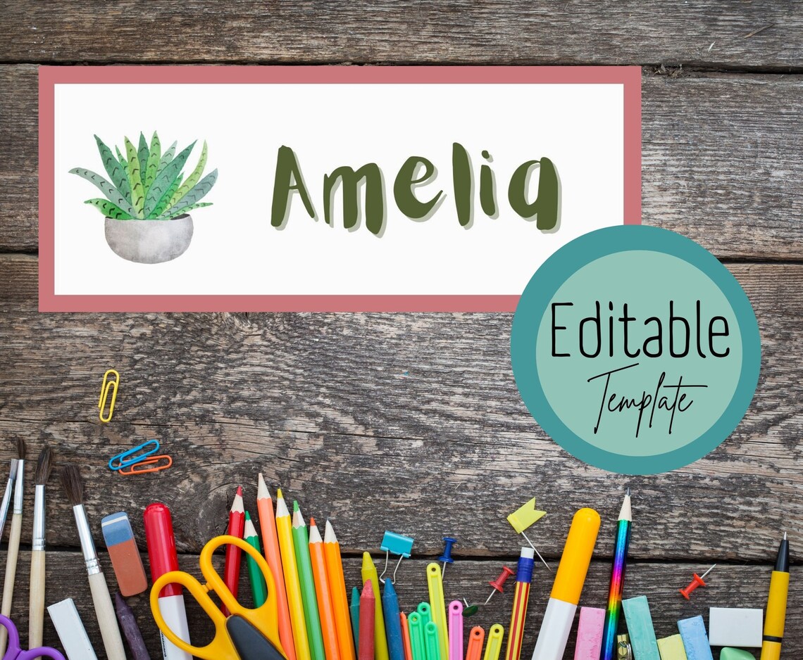 Editable Watercolor Cactus Name Plates Classroom Supplies - Etsy