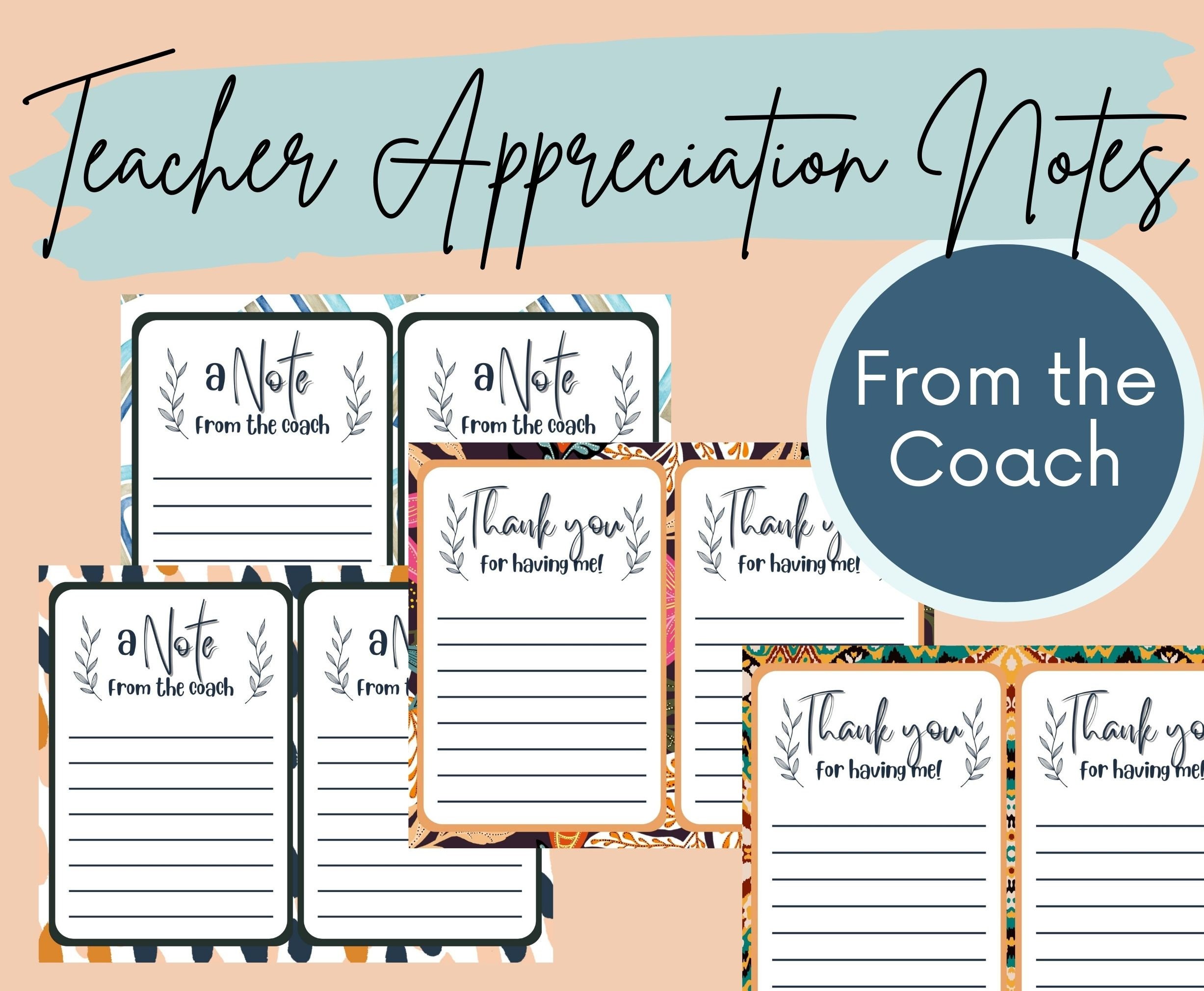 Printable Teacher Feedback Notes: Positive Coaching Compliments ...