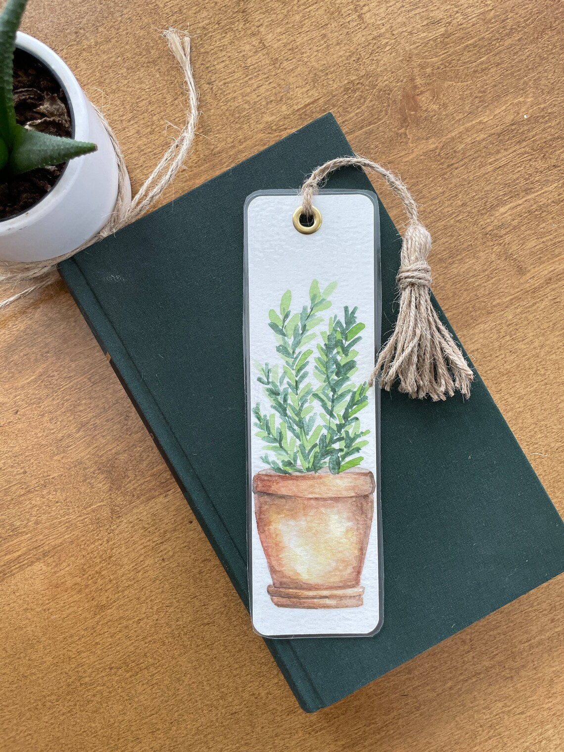 Hand-painted Watercolor Plant in Terracotta Pot Bookmark 2x7 Laminated ...