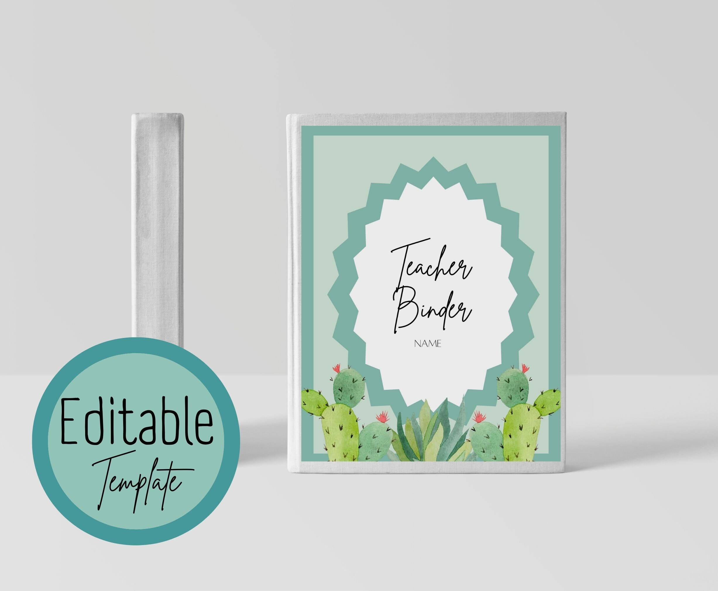 EDITABLE Teacher Binder Cover and Dividers Cactus Teacher - Etsy