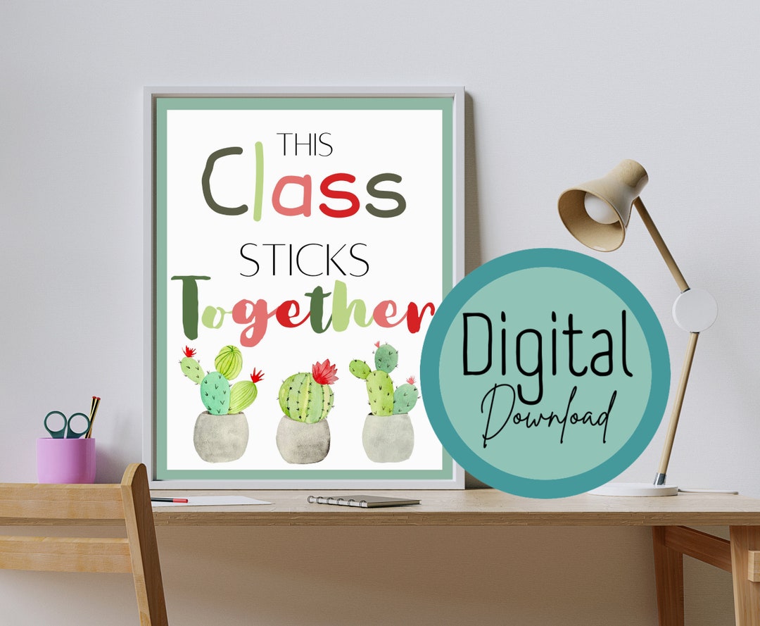 Instant Download Motivational School Poster Watercolor Cactus Poster ...