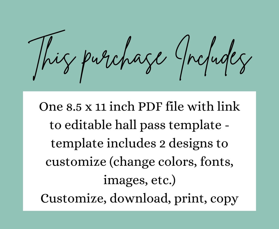 Editable Student Hall Pass Template: Classroom Printable (PDF) - Etsy