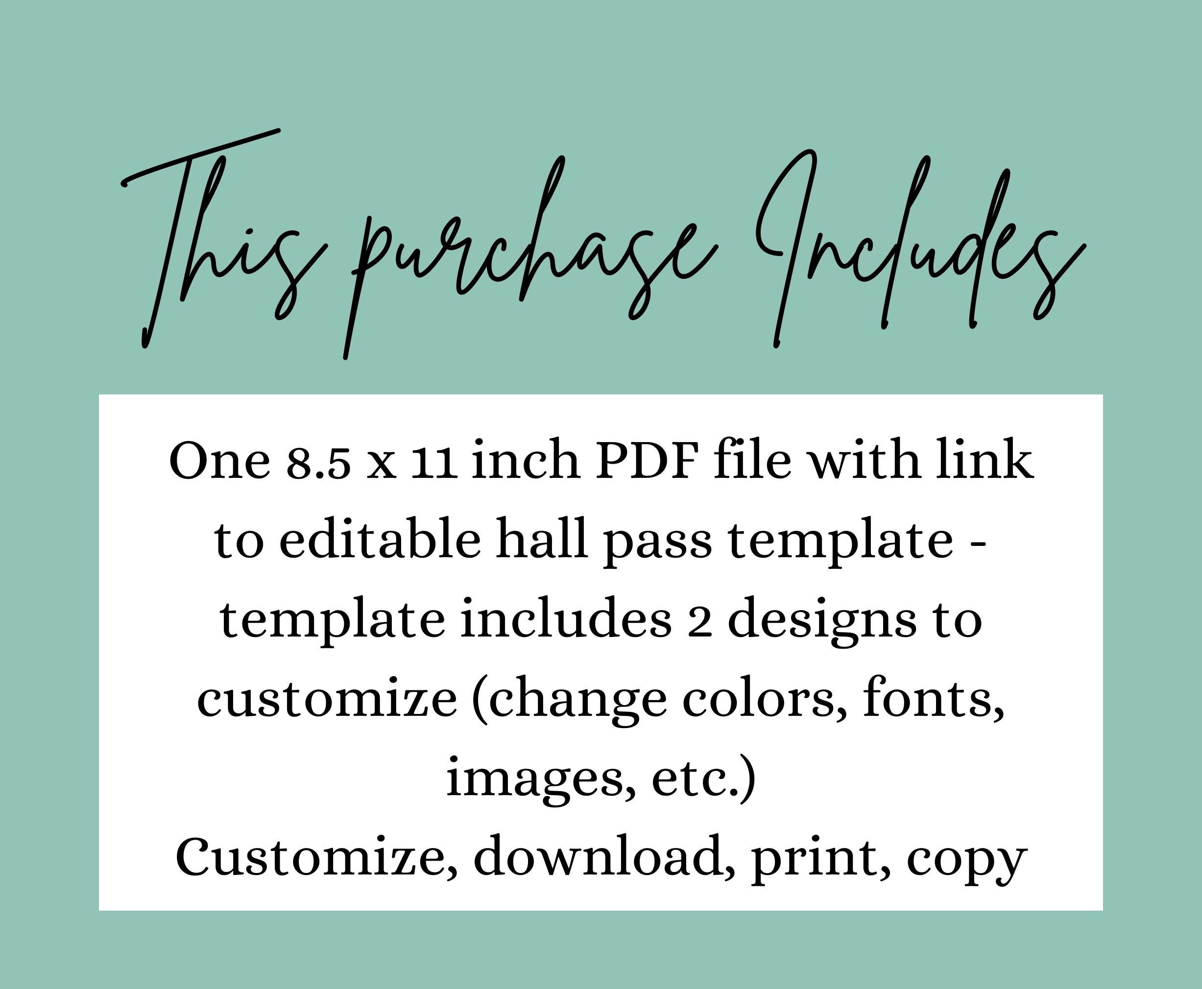 Editable Student Hall Pass Template: Classroom Printable (PDF) - Etsy