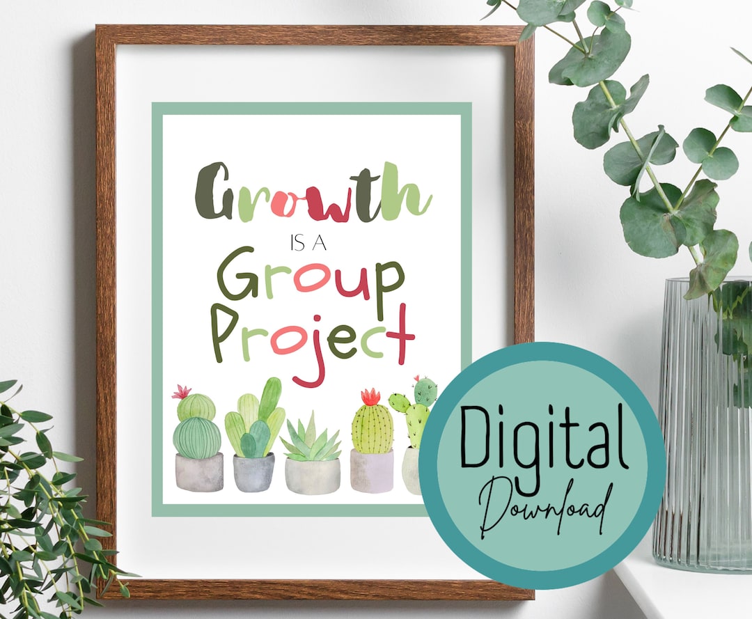 Watercolor Cactus Classroom Poster: Growth is a Group Project (digital ...