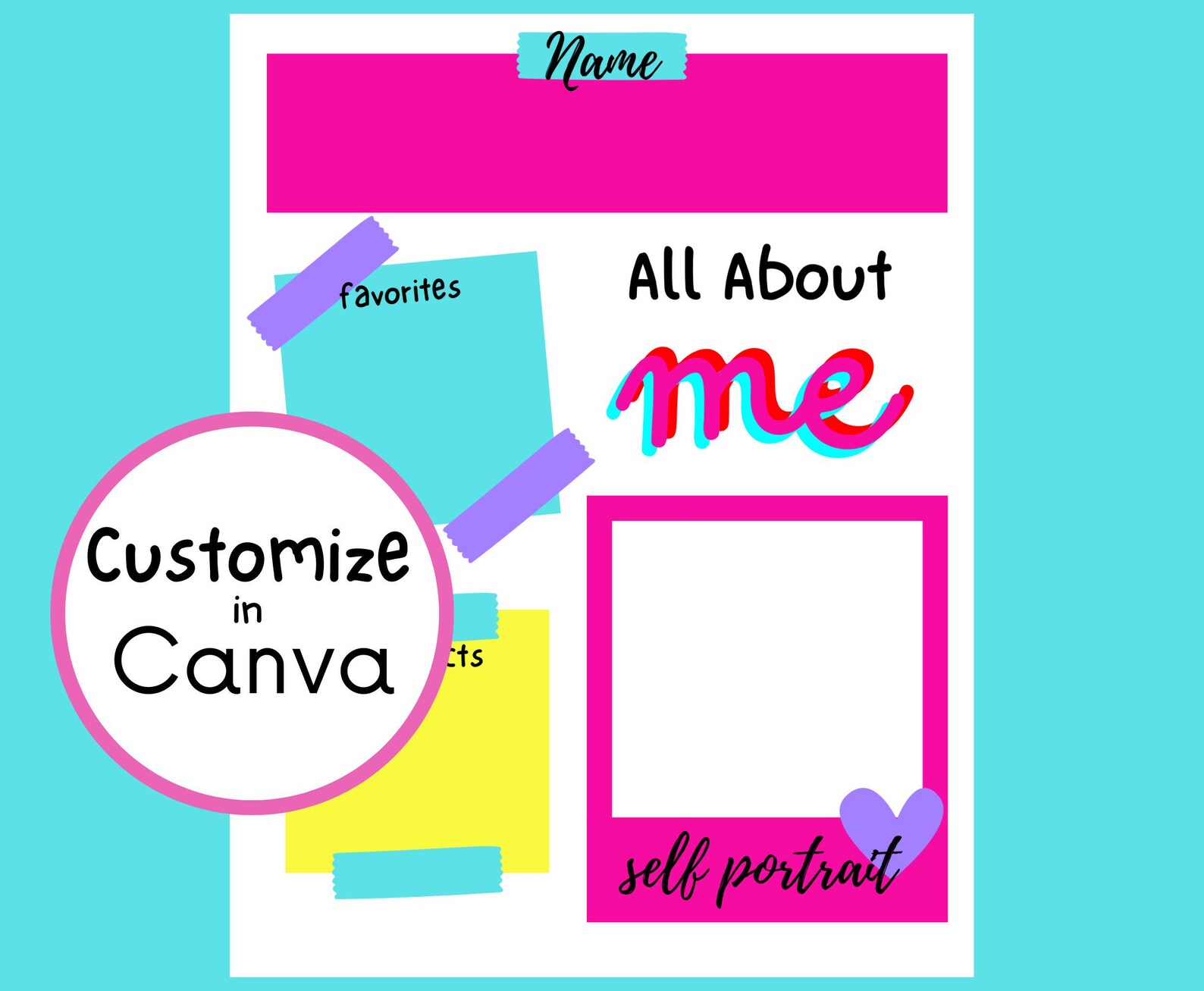 Editable All About Me Sheet: Canva Template, Classroom Icebreaker ...