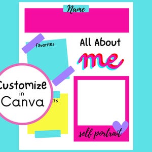 Editable All About Me Sheet: Canva Template, Classroom Icebreaker ...