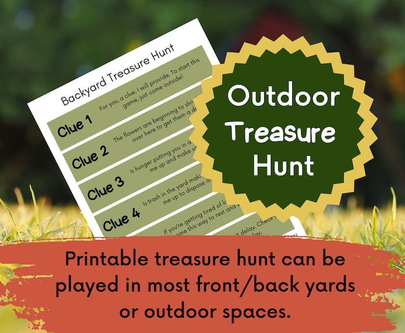 Backyard Treasure Hunt | Printable Outdoor Scavenger Hunt | Easy to Use ...
