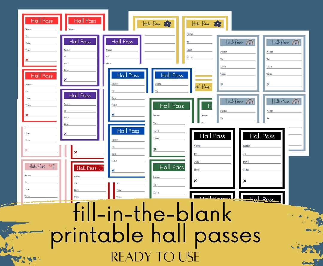 Printable Student Hall Passes | 10 Different Designs | Instant Download ...
