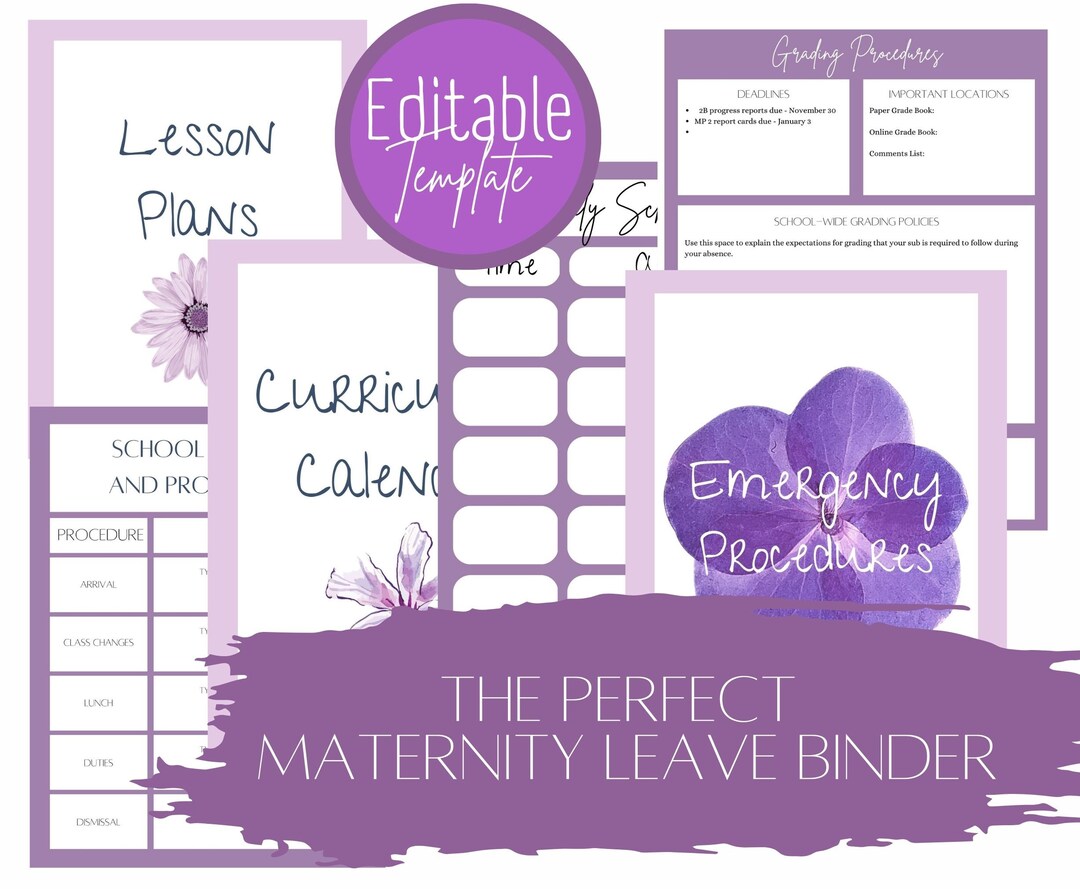 Complete Maternity Leave Substitute Binder for Secondary Teachers ...