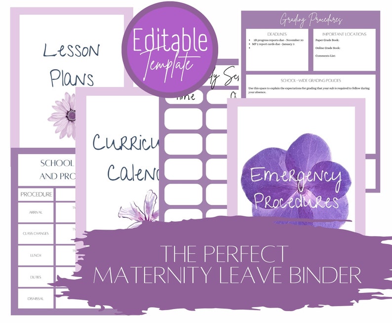 Complete Maternity Leave Substitute Binder for Secondary Teachers ...