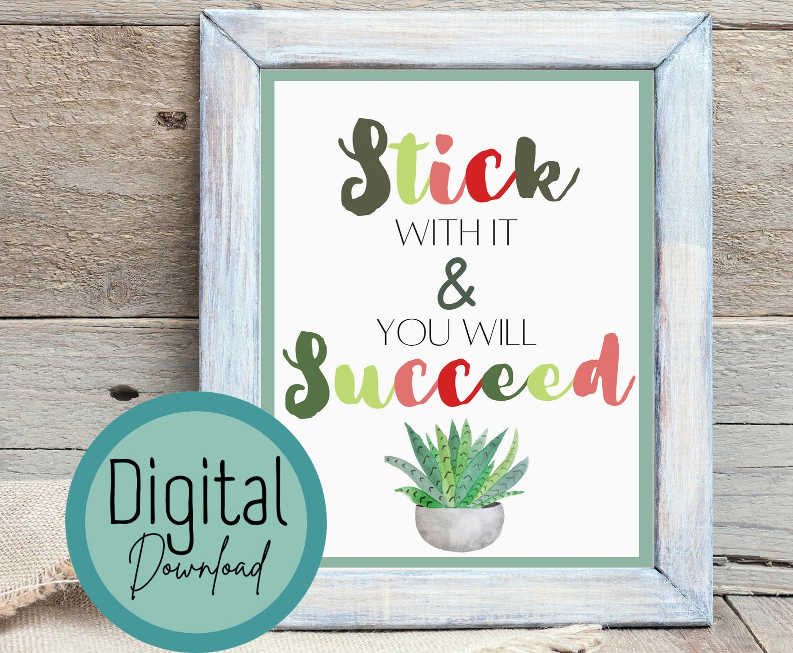 Instant Download Inspirational School Wall Decor | Watercolor Cactus ...