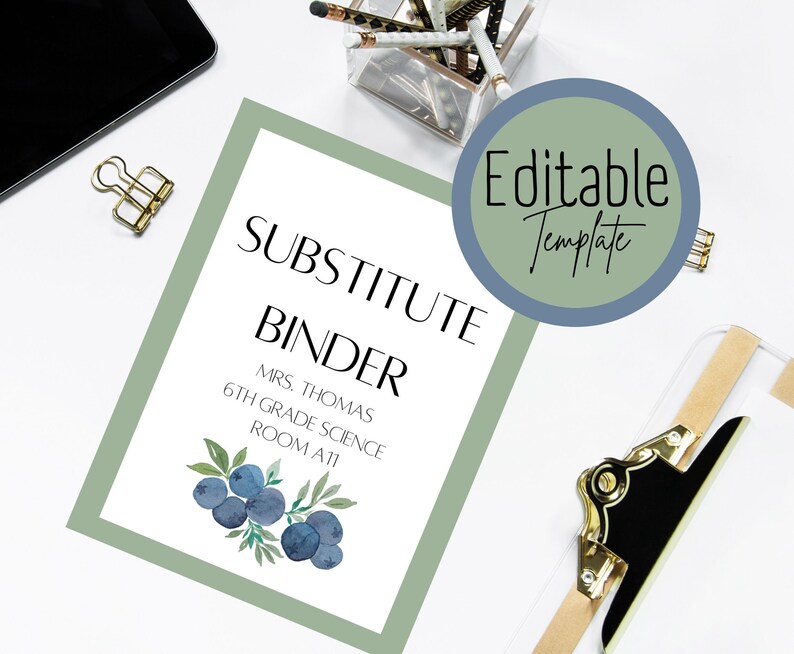 Editable Substitute Binder Template: Classroom Planner (canva Digital ...