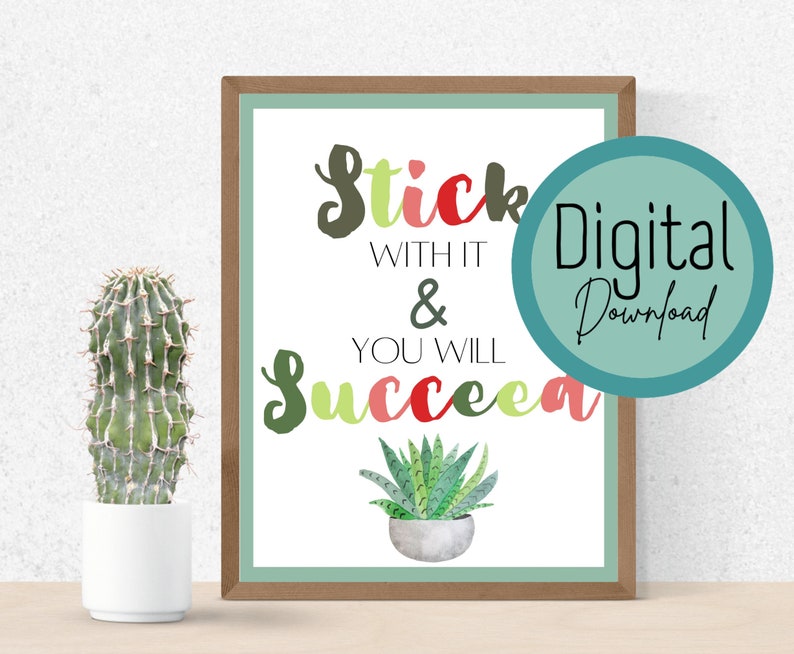 Printable Inspirational Posters Bundle | 8 Watercolor Cactus ...