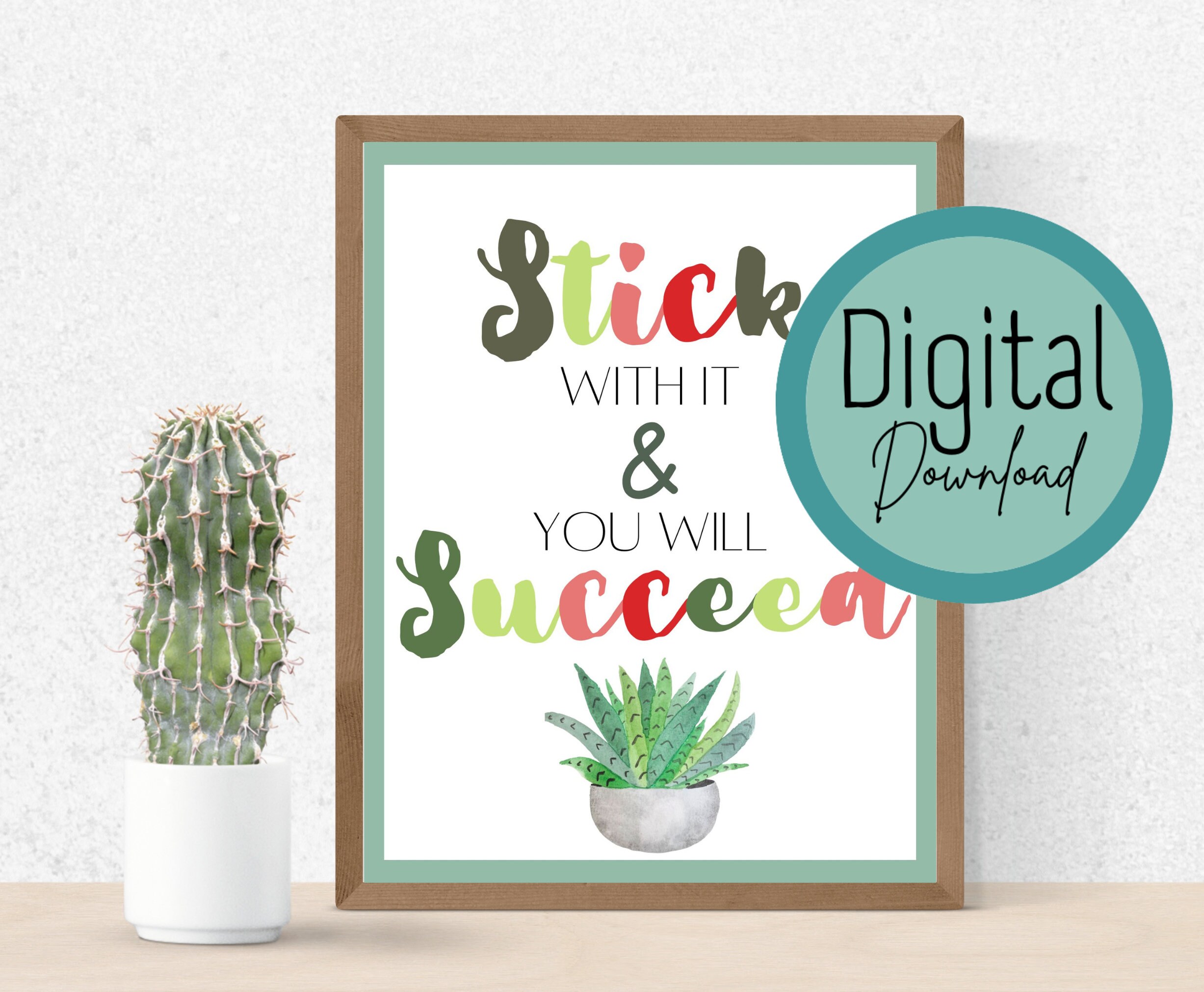 Printable Inspirational Posters Bundle | 8 Watercolor Cactus ...