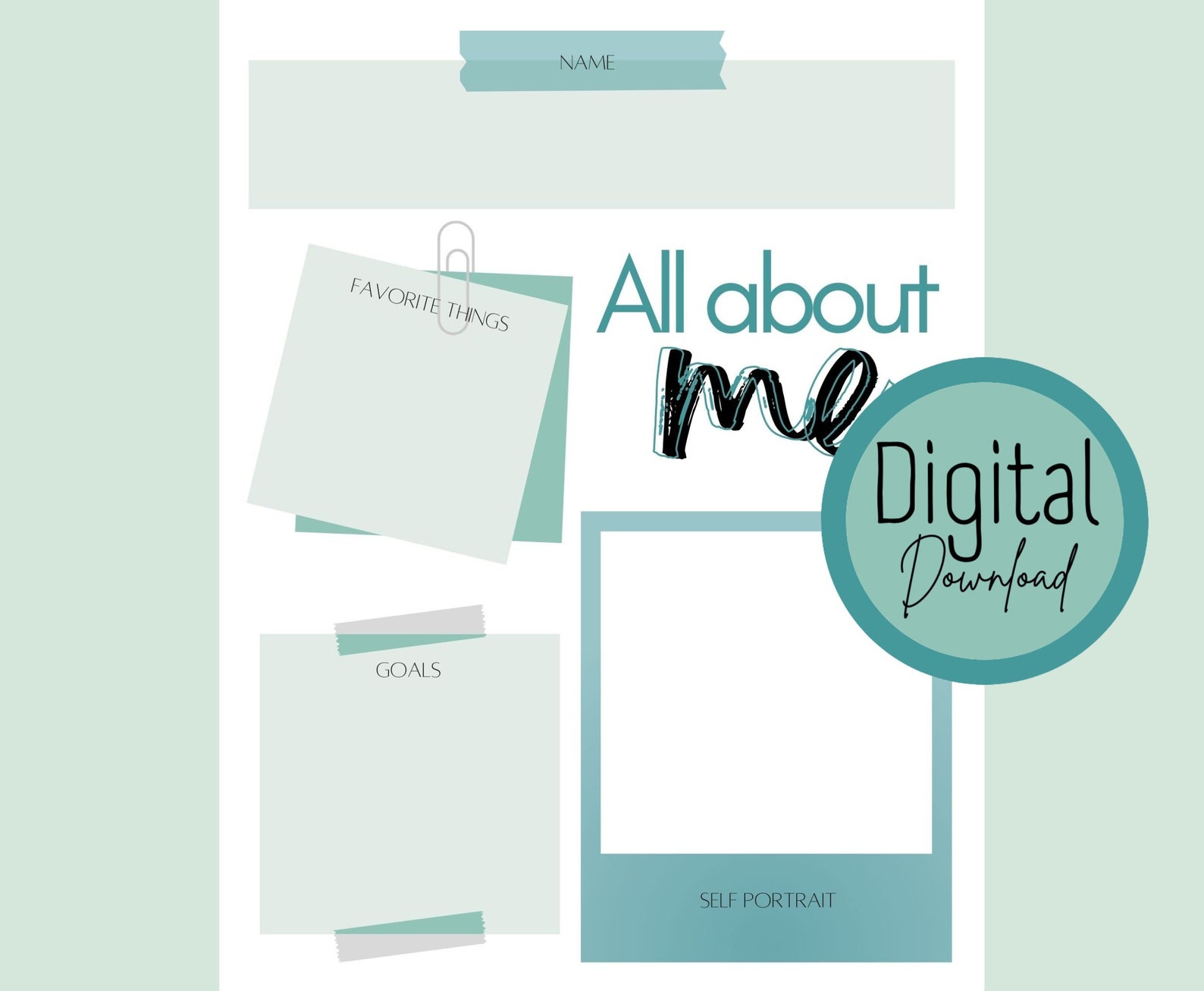 Printable Green All About Me Sheet for Elementary, Middle or High ...