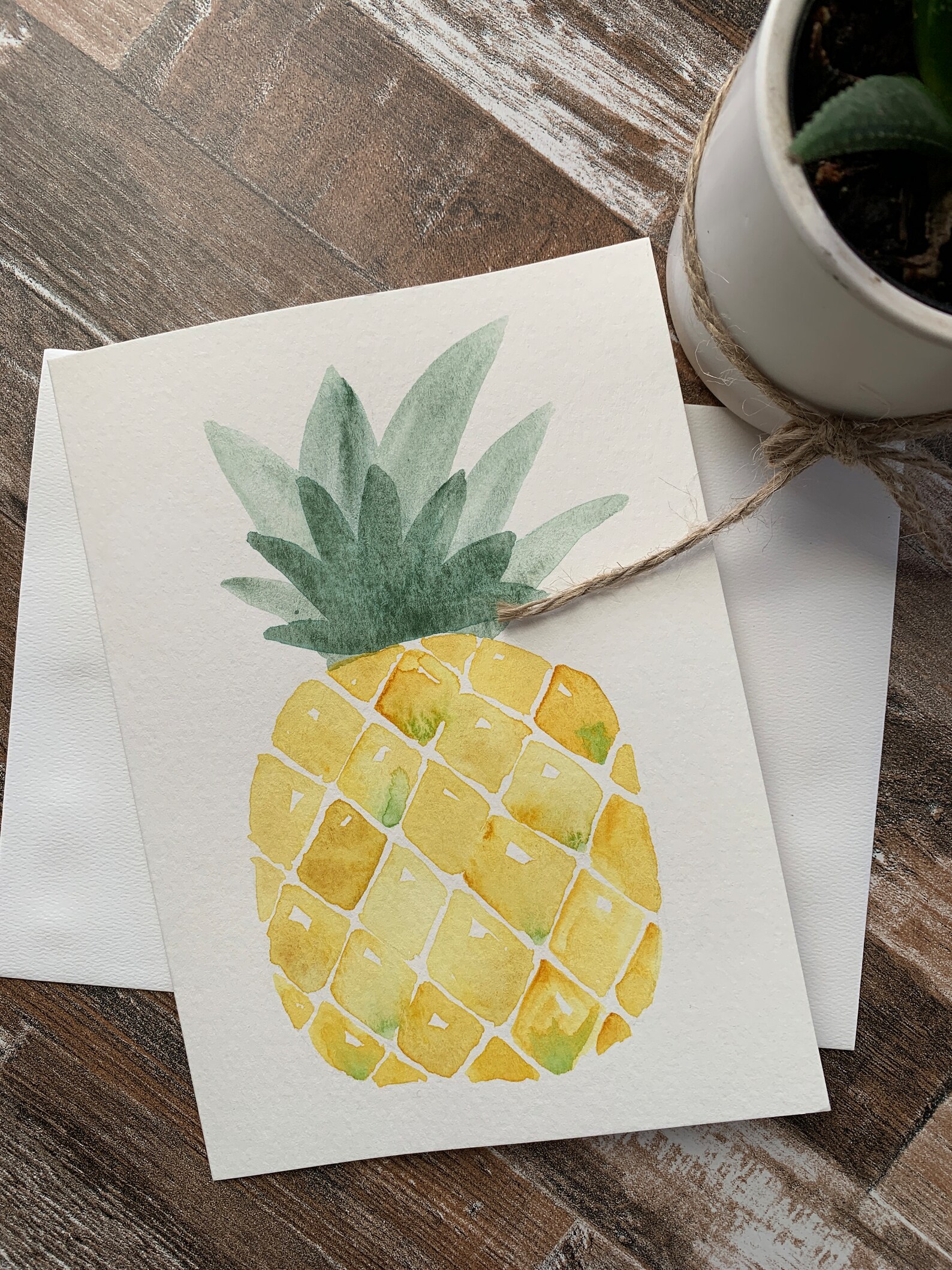Hand-painted Watercolor Pineapple Card: Blank Notecard (5x7) - Etsy