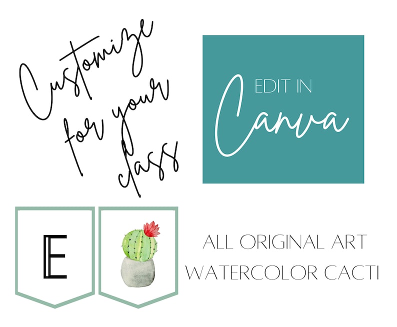 Editable Succulent Bulletin Board Banner for Classroom | Cactus Themed ...
