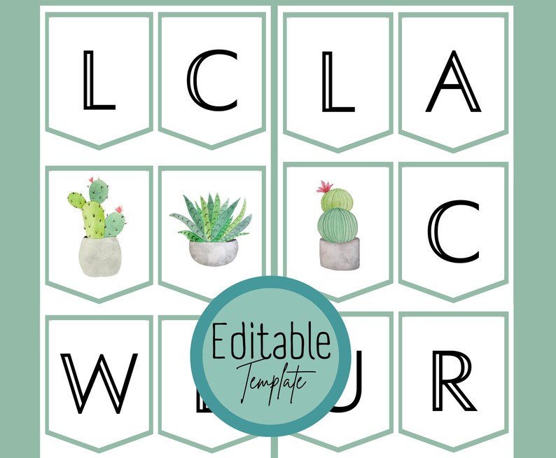 Editable Succulent Bulletin Board Banner for Classroom | Cactus Themed ...