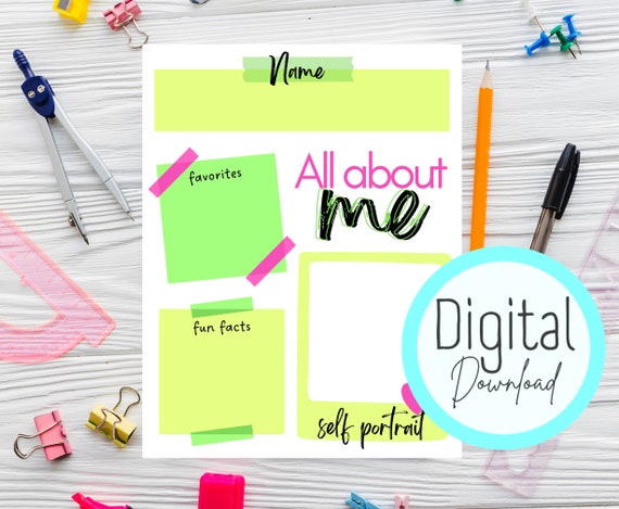 Printable Neon All About Me Sheet for Bright Classroom - Etsy
