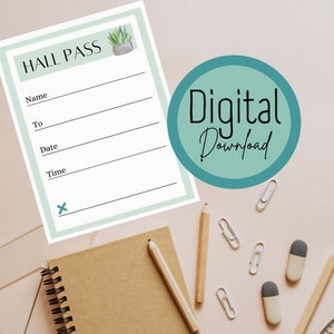 Printable Student Hall Passes | Cactus Themed Classroom Passes ...