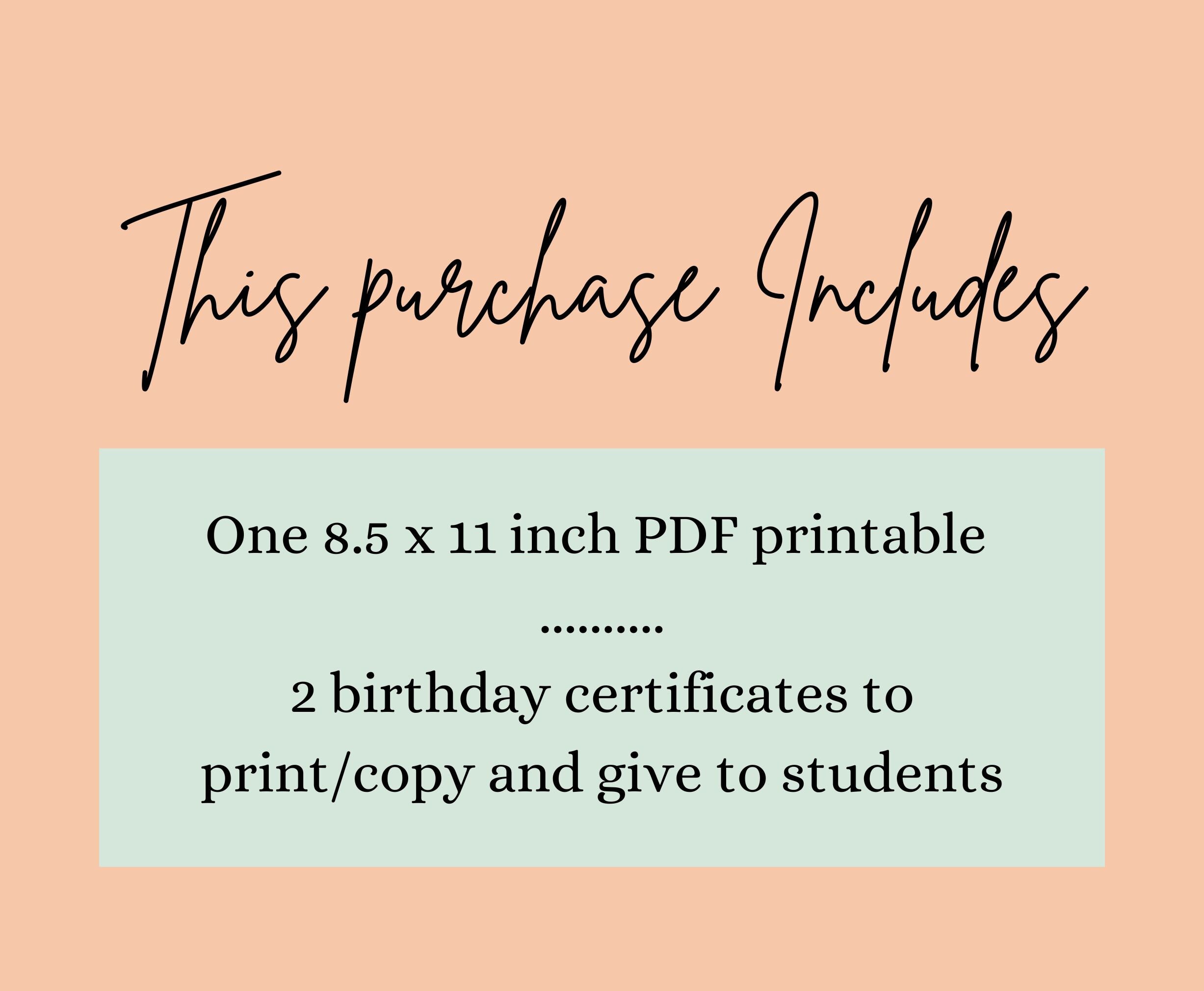 Printable Cactus Themed Birthday Certificates for Succulent Classroom ...