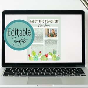 Watercolor Cactus Theme "meet the Teacher" Template | Customize ...
