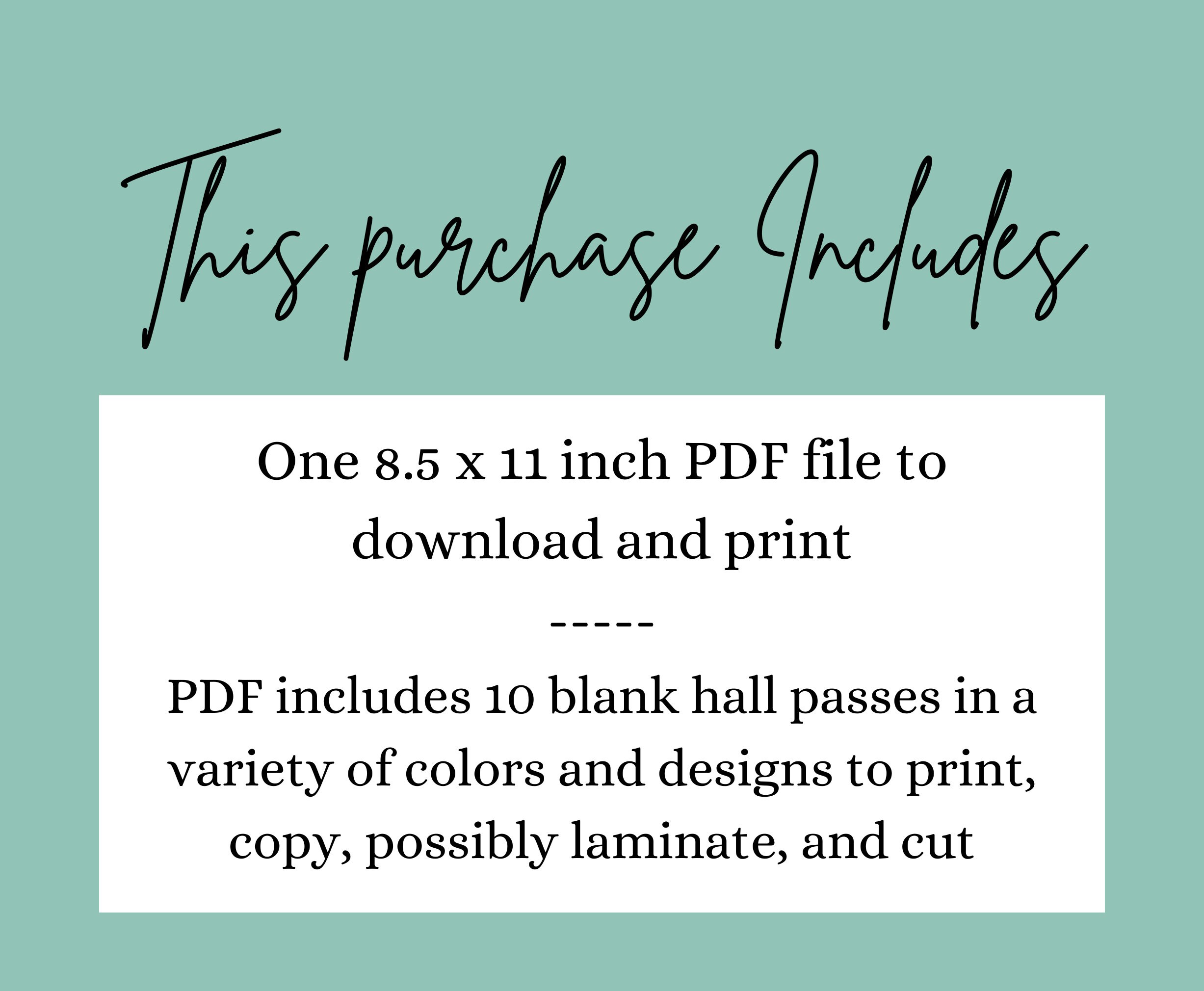 Printable Student Hall Passes | 10 Different Designs | Instant Download ...