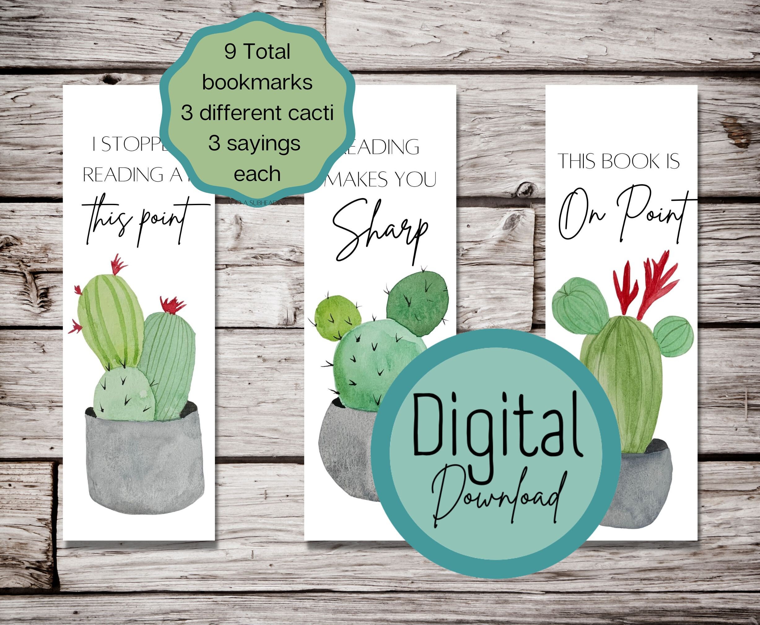 Printable Cactus Bookmark Set Instant Download Bookmark - Etsy