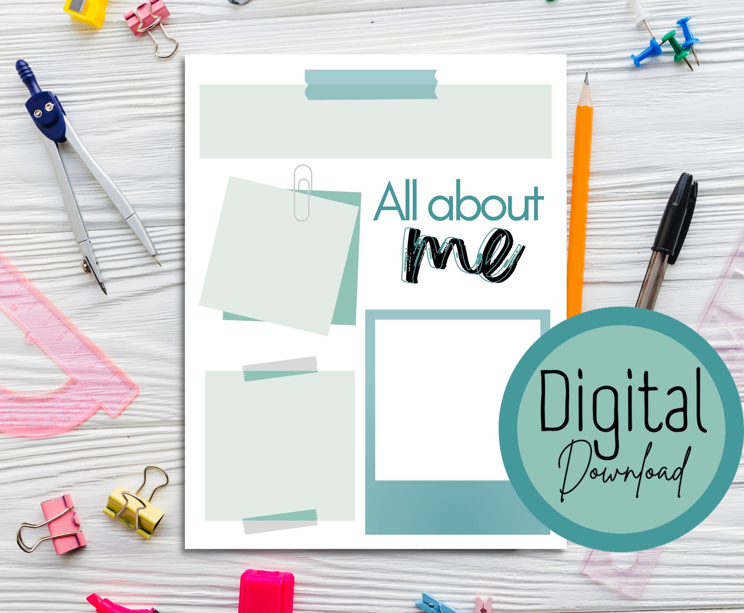 Printable Green All About Me Sheet for Elementary, Middle or High ...