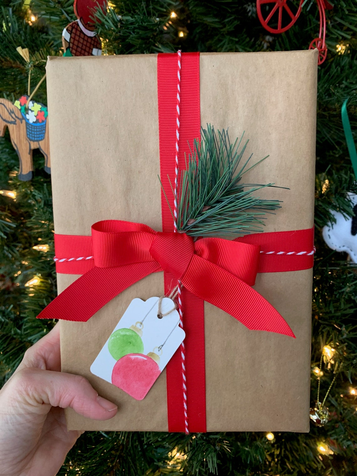 Christmas Wrap Kit Gift Wrapping Kit With Hand Painted Watercolor Gift ...