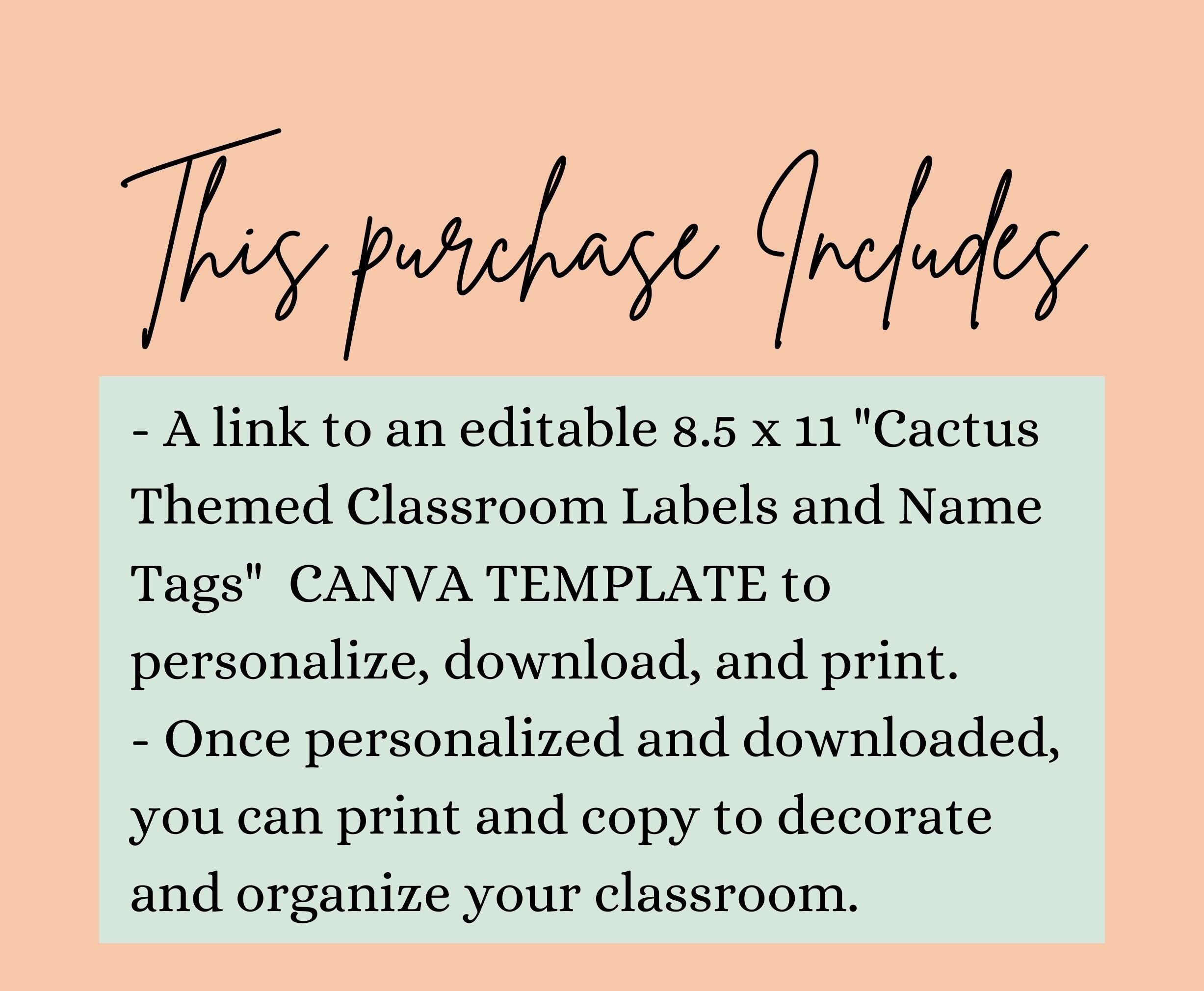 Editable Watercolor Cactus Name Plates Classroom Supplies - Etsy Australia