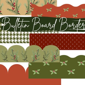 Printable Holiday Watercolor Christmas Bulletin Board Kit | Red and ...