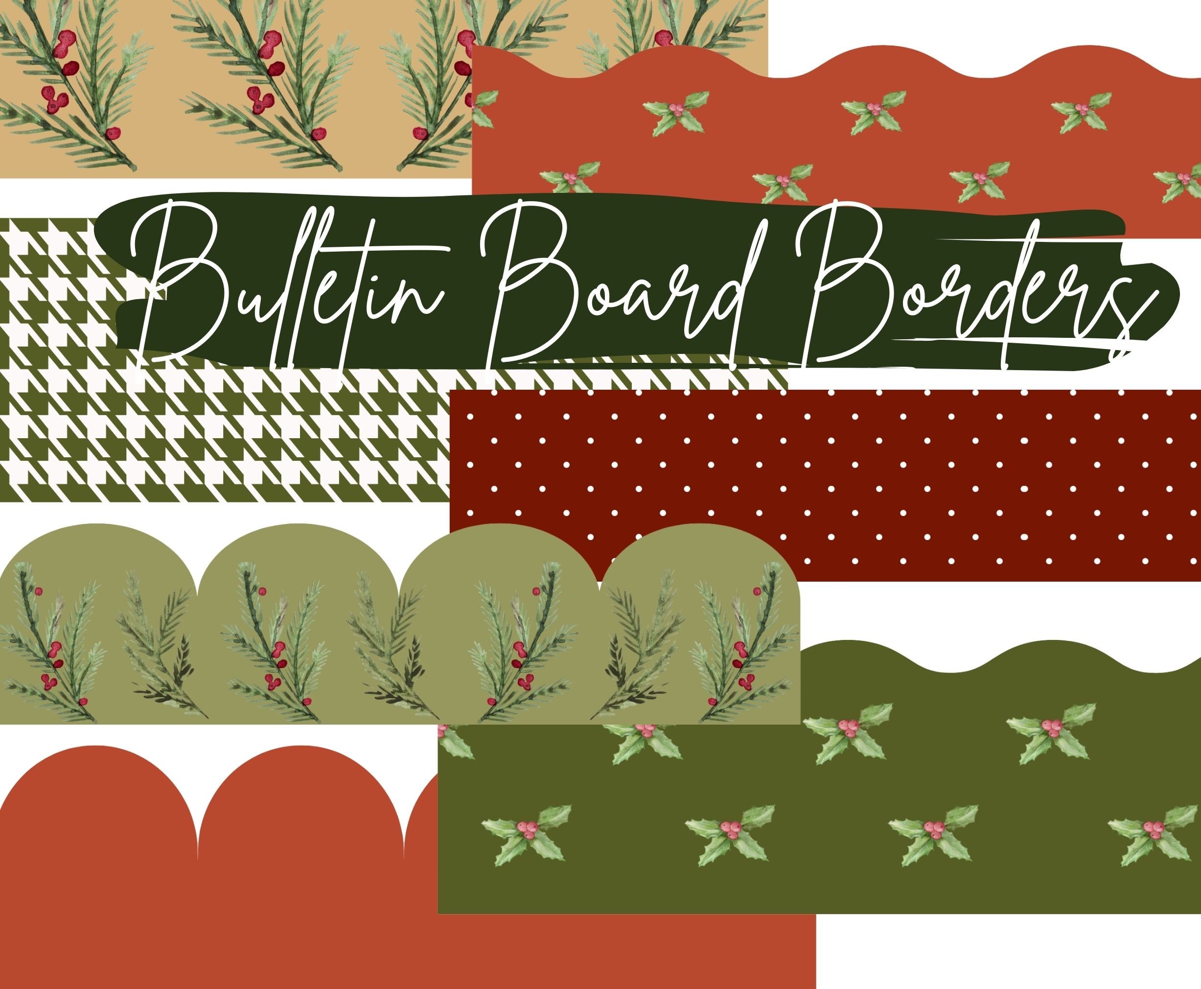 Printable Holiday Watercolor Christmas Bulletin Board Kit | Red and ...