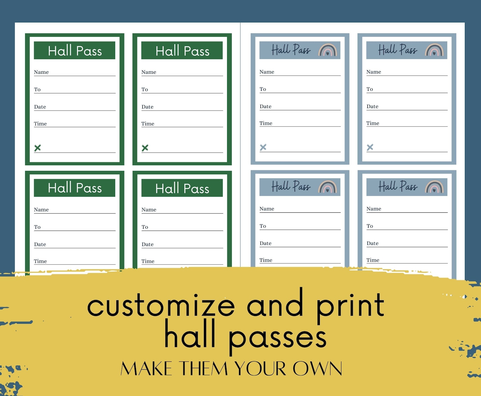Editable Student Hall Pass Template: Classroom Printable (PDF) - Etsy