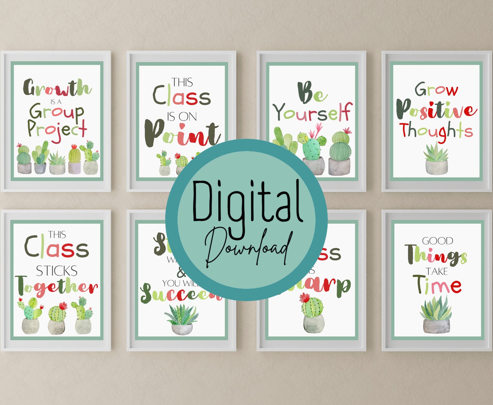 Printable Inspirational Posters Bundle 8 Watercolor Cactus - Etsy