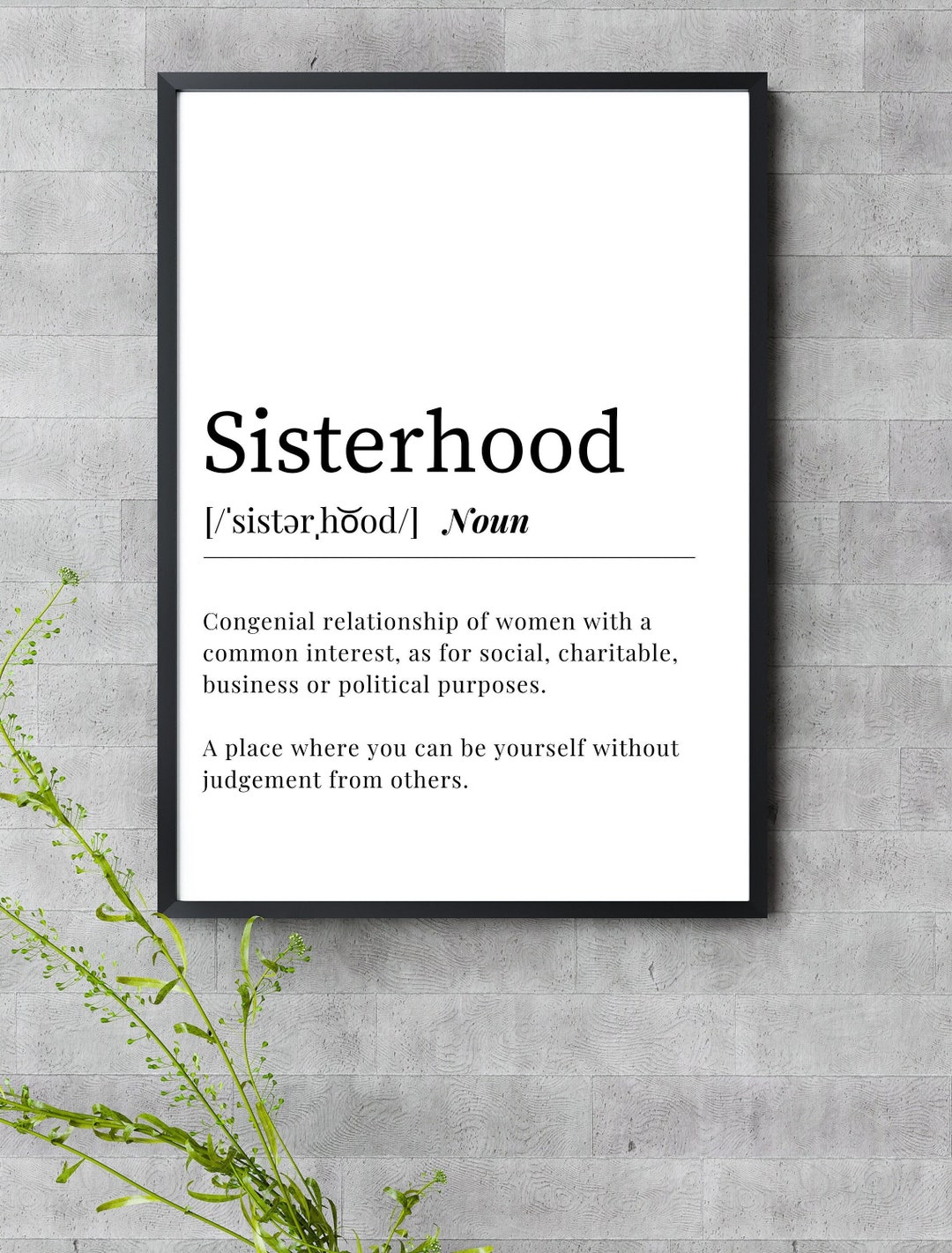 Sisterhood Definition Printable Wall Art, Feminine Quote Wall Art ...