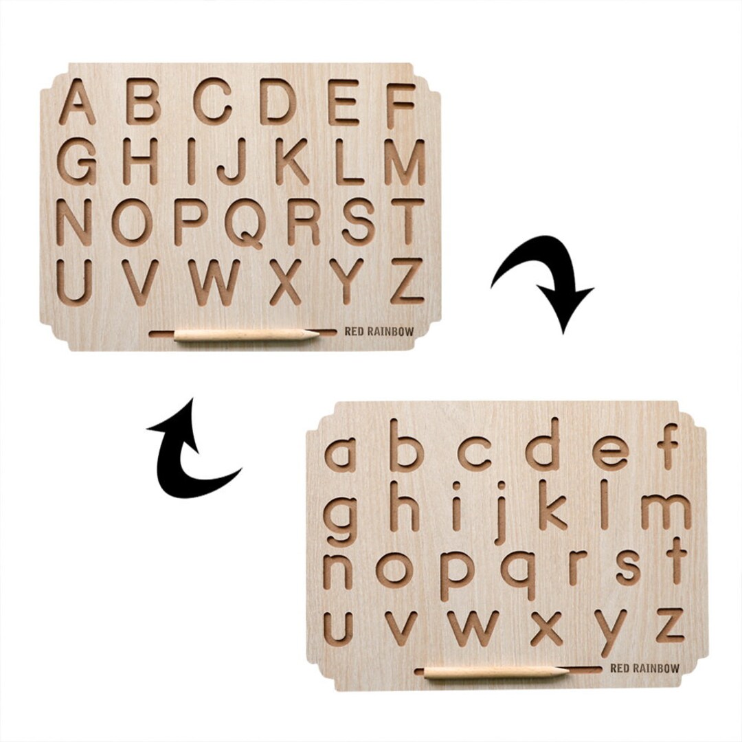Double-sided Wooden Alphabet Tracing Board: Preschool Learning Toy - Etsy