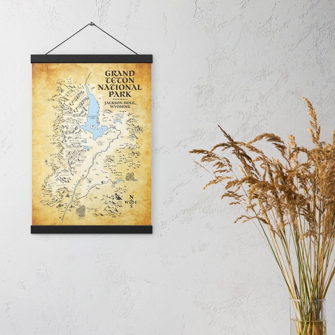 Grand Teton NP Fantasy Map 12 X18" - Poster With Hangers - Etsy